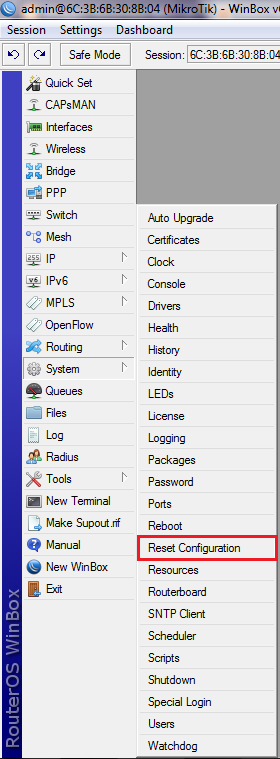 Reset MikroTik (Lab 15)