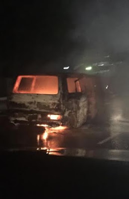 Photos: Bus Catches Fire along VI, Fire Service curtails spread