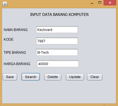Aplikasi CRUD Input Data Barang - Koneksi Java dan MySql