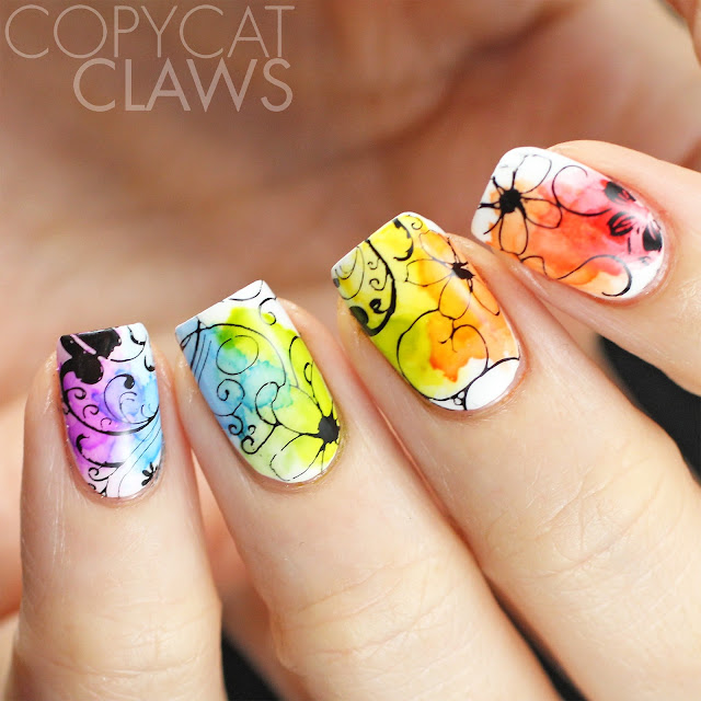 Copycat Claws: The Digit-al Dozen does Rainbows - Alcohol Ink Rainbow