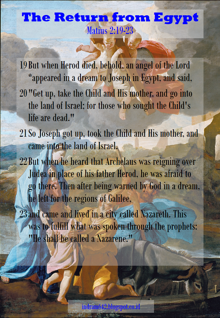 SENI MENULIS ISI HATI TUHAN : The Return from Egypt, Matius 2:19-23