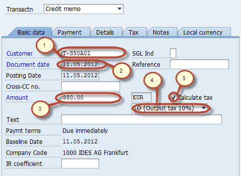 SAP FICO Central: How to post a Sales Returns – Credit Memo