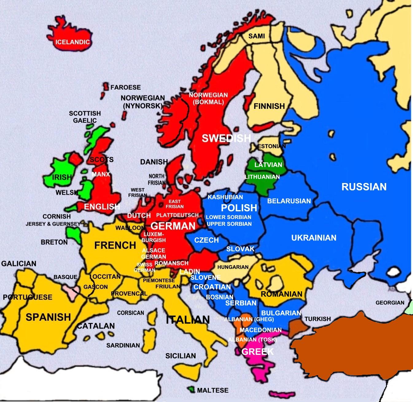 German Language Map Of Europe