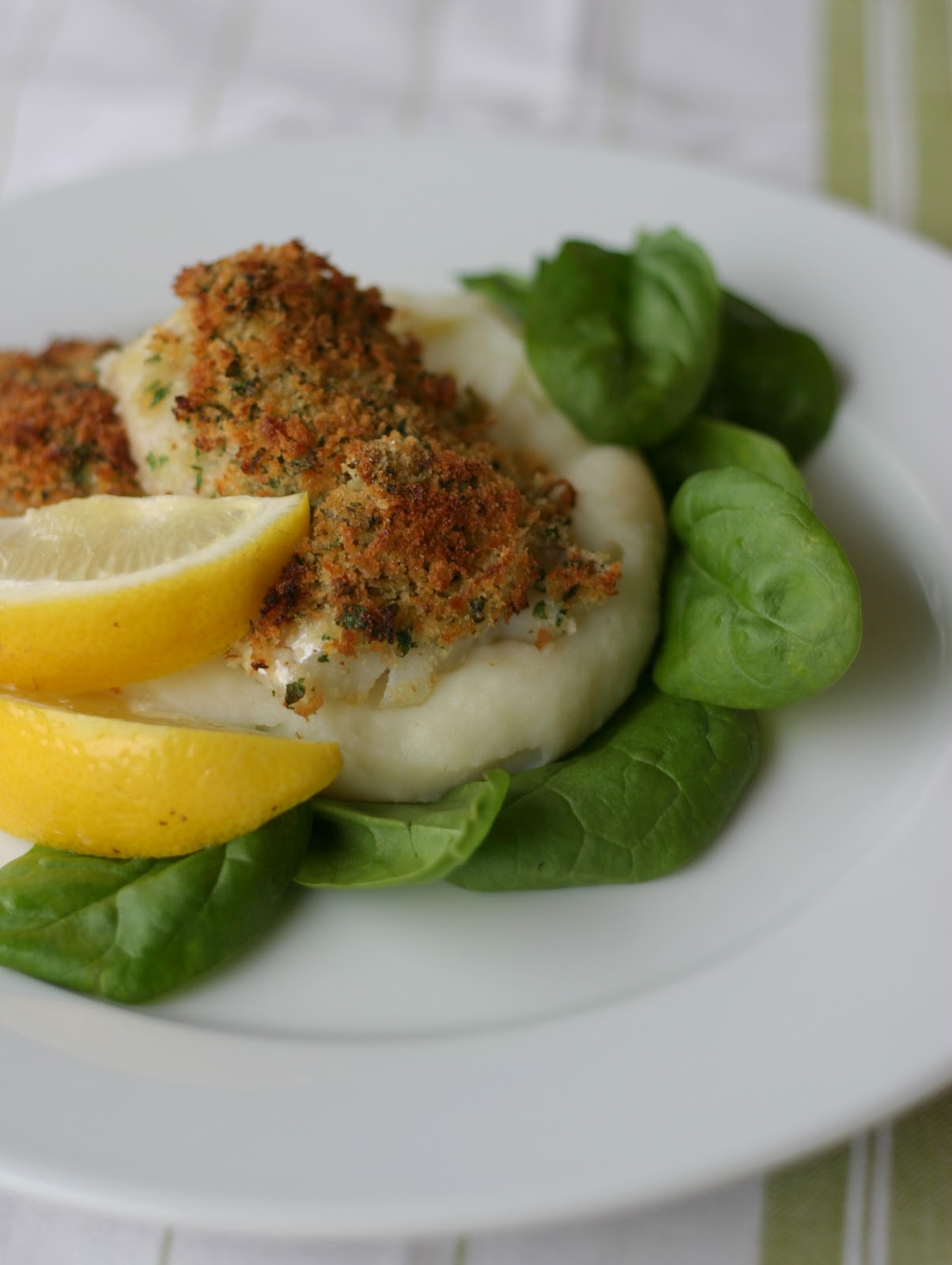 Panert torsk med sitron og spinat(Crusted cod with lemon and spinach ...