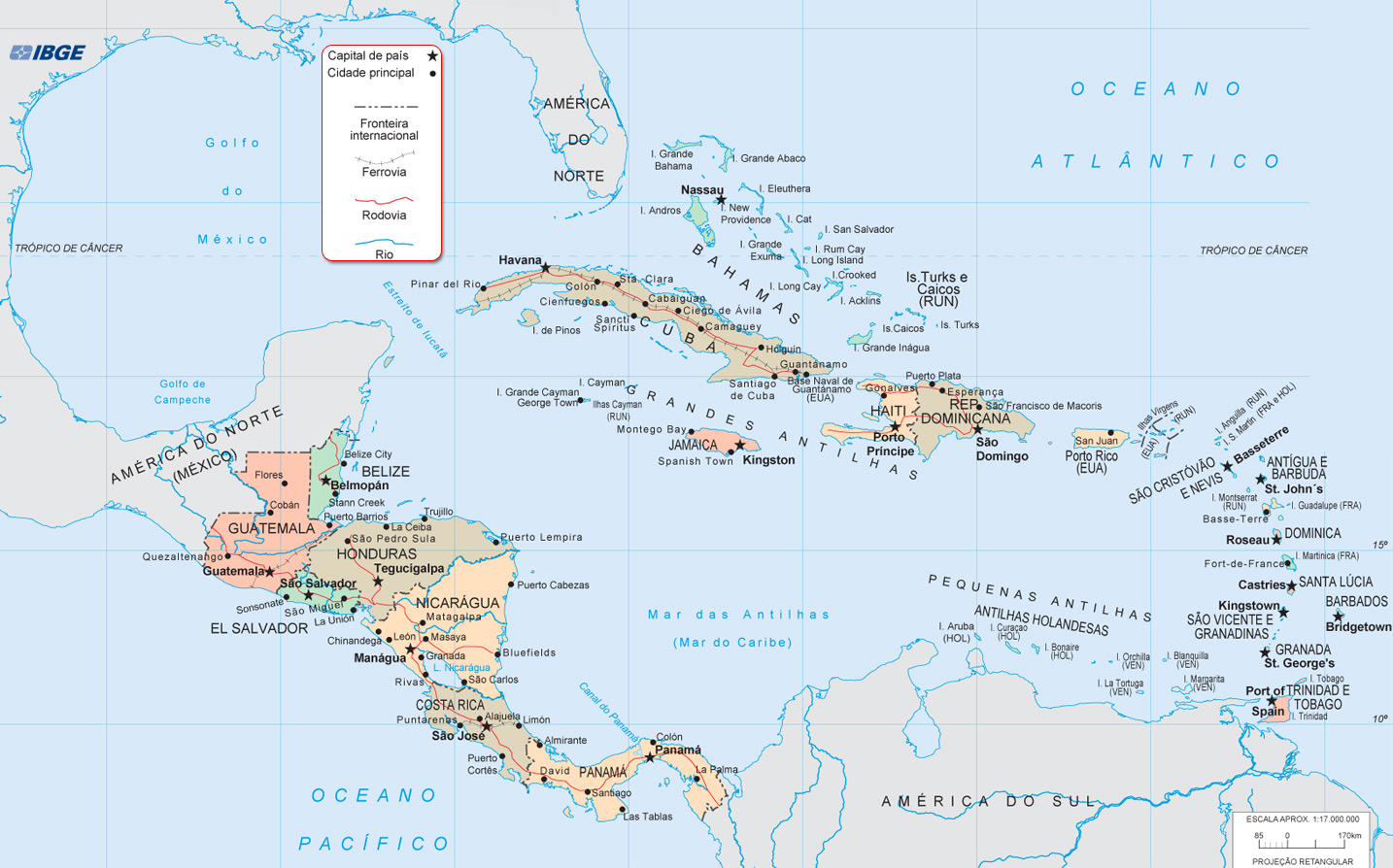 América Central : mapa da América Central