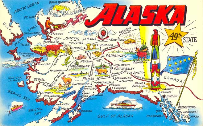 *Postcard Gems: Alaska 49th State Map