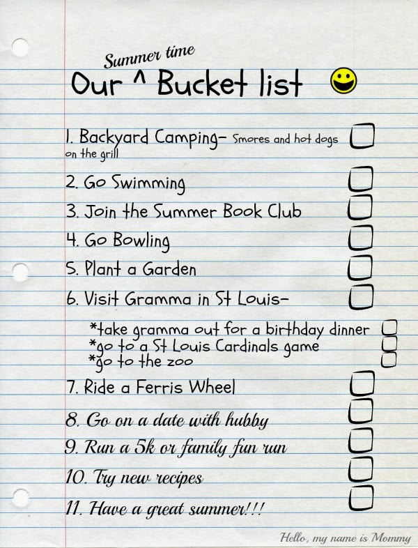Hello, my name is mommy!: Our Family Bucket List