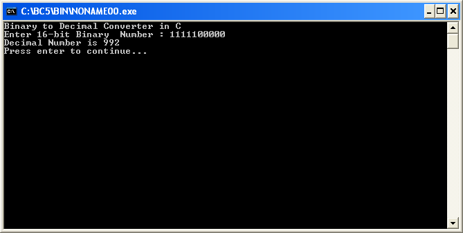 C Program Code Convert Binary To Decimal