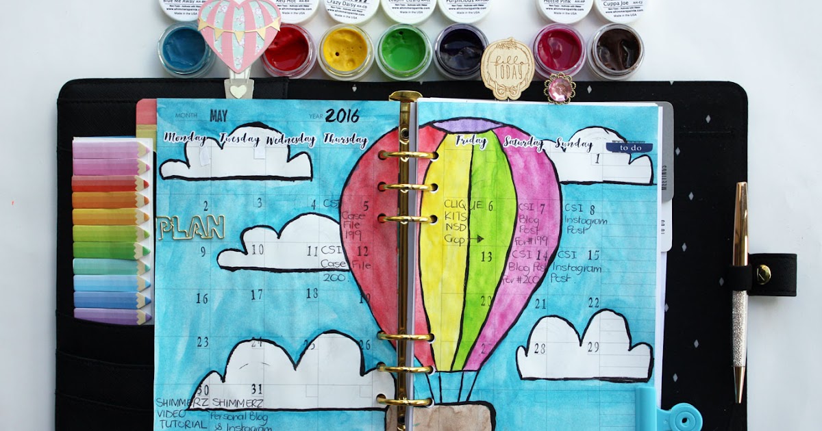 May Monthly Planner Layout using Shimmerz Aqua Huez | kichenkart