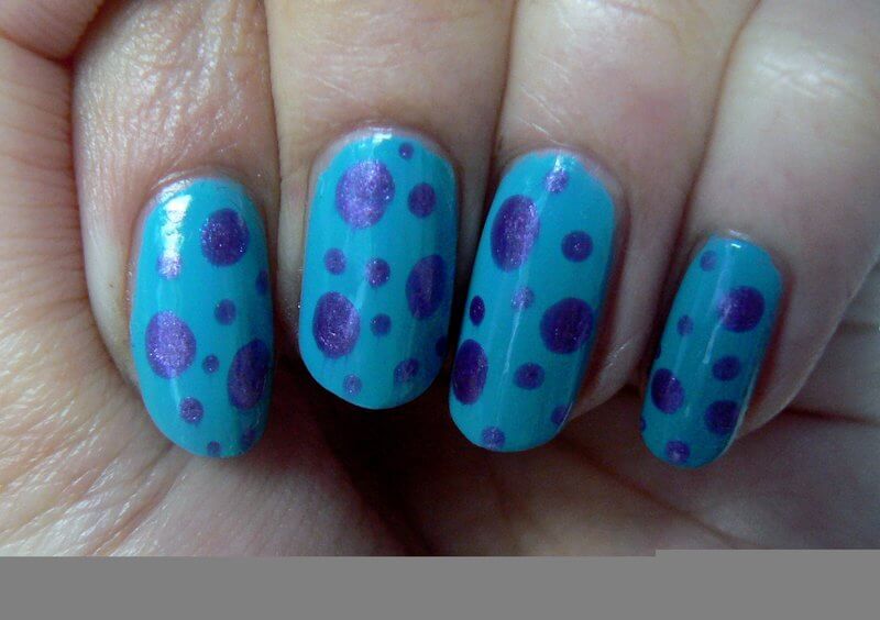 Truly Madly Beauty: NOTD - Monsters Inc Inspired 'Sulley' Polka Dot Nails!