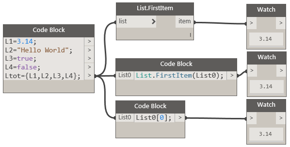 Dynamo Nodes to Code Block: List.FirstItem