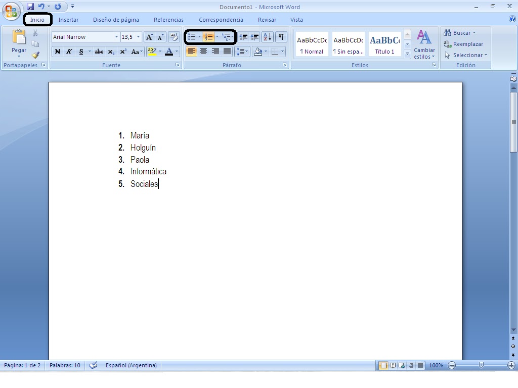 word 2007: Ficha inicio de microsoft word 2007