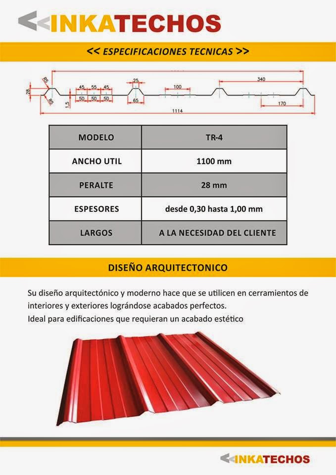 INKATECHOS FABRICA DE COBERTURAS PARA TECHOS COBERTURAS TR4 TR3 PERU ...