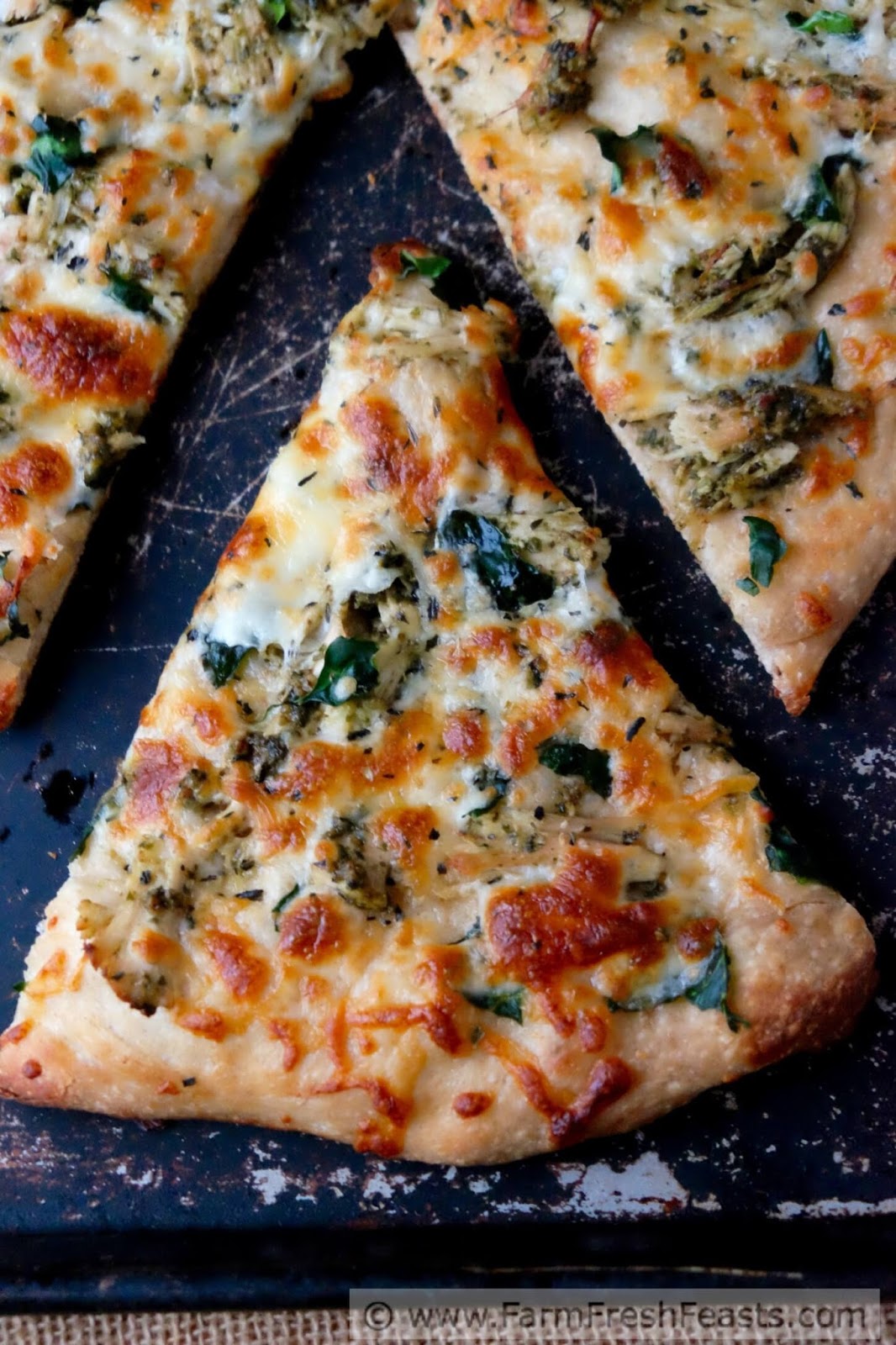 Farm Fresh Feasts: Turkey Pesto Spinach Pizza (Pizza Night!)