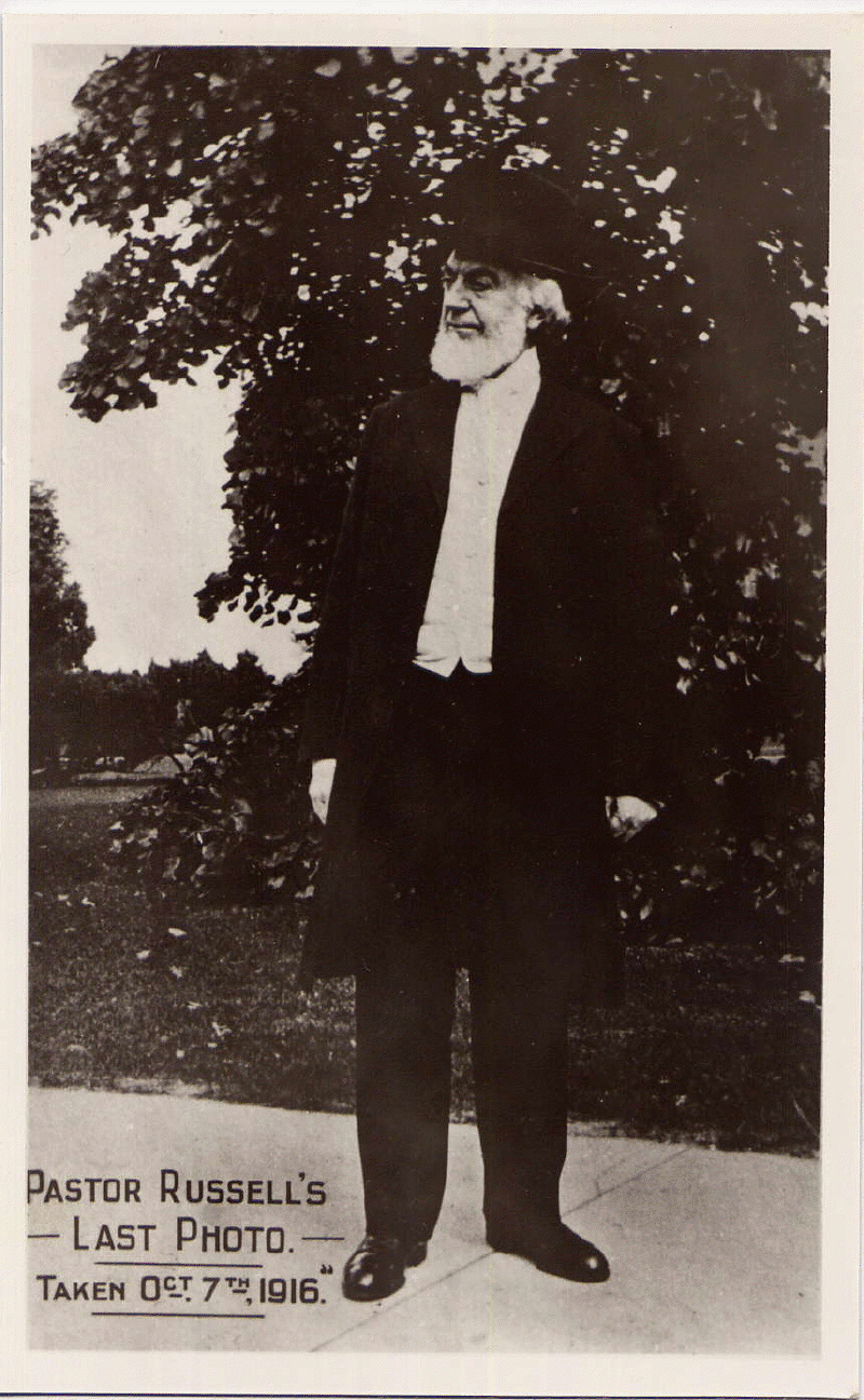 PASTOR CHARLES TAZE RUSSELL & THE WATCH TOWER SOCIETY.: Pastor Russell ...