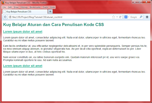 Aturan dan Cara Penulisan Kode CSS Dalam Website