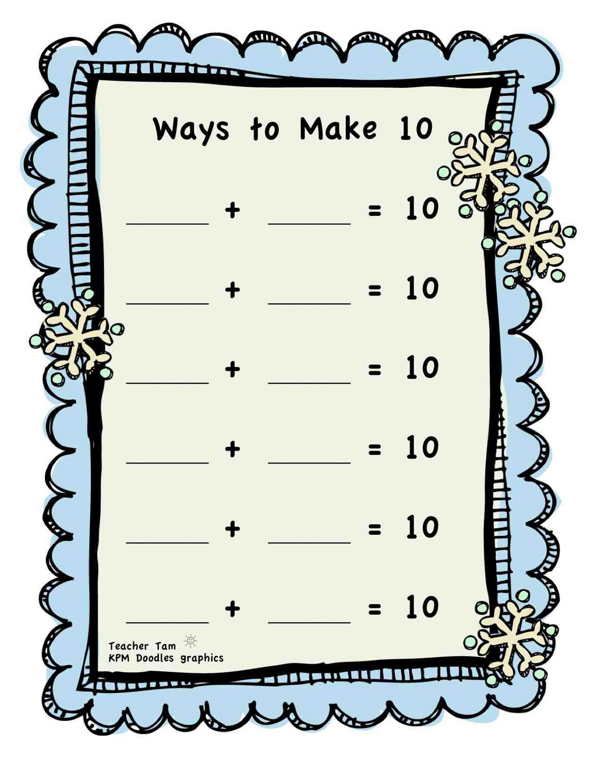 Teacher Tams Educational Adventures Ways To Make 10 Game And 2