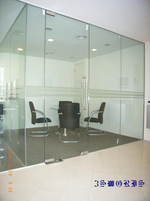 Frameless fixed glass / glass partition