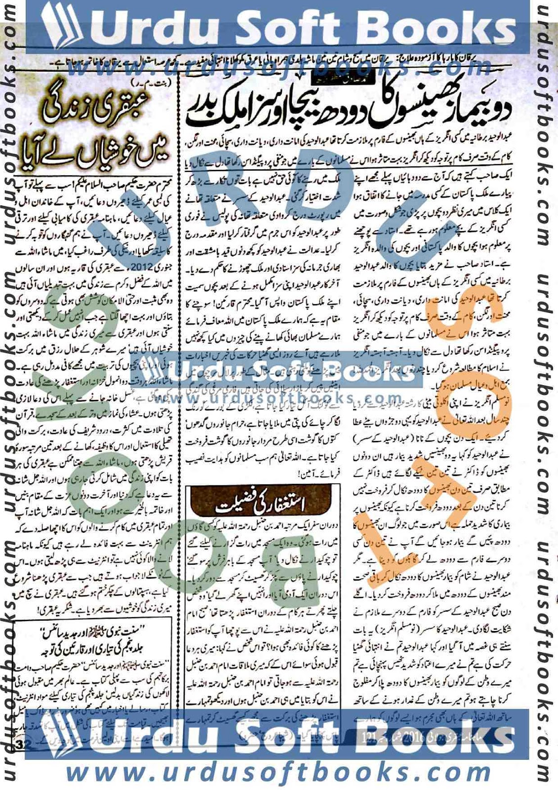 Free Urdu Digests: Ubqari Magazine July 2016 online reading.