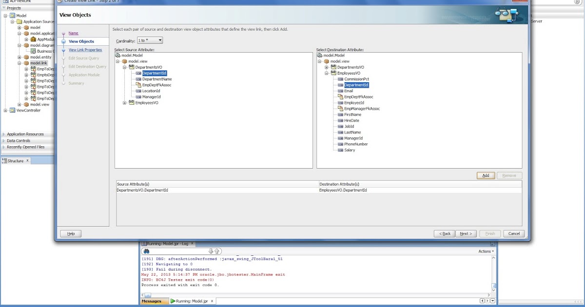 Oracle Adf Step By Step Guide Oracle Adf Tutorial Adf Viewlink Cardinality And Accessor
