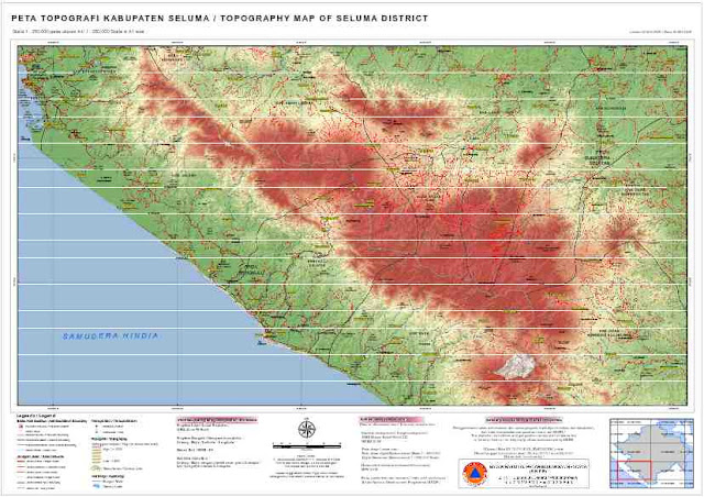 TAKJUB INDONESIA: PETA TOPOGRAFI KABUPATEN SELUMA, BENGKULU SKALA 1:250.000