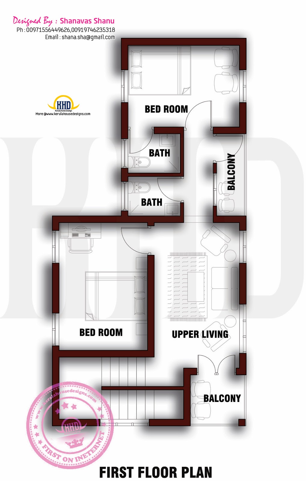Kerala home design and floor plans: Small plot villa in 2.75 cents of land
