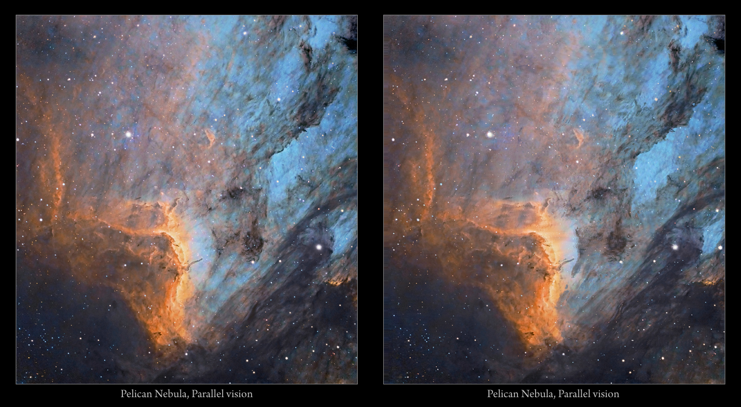 Astro Anarchy: Pelican Nebula as an experimental 3D stereo pair