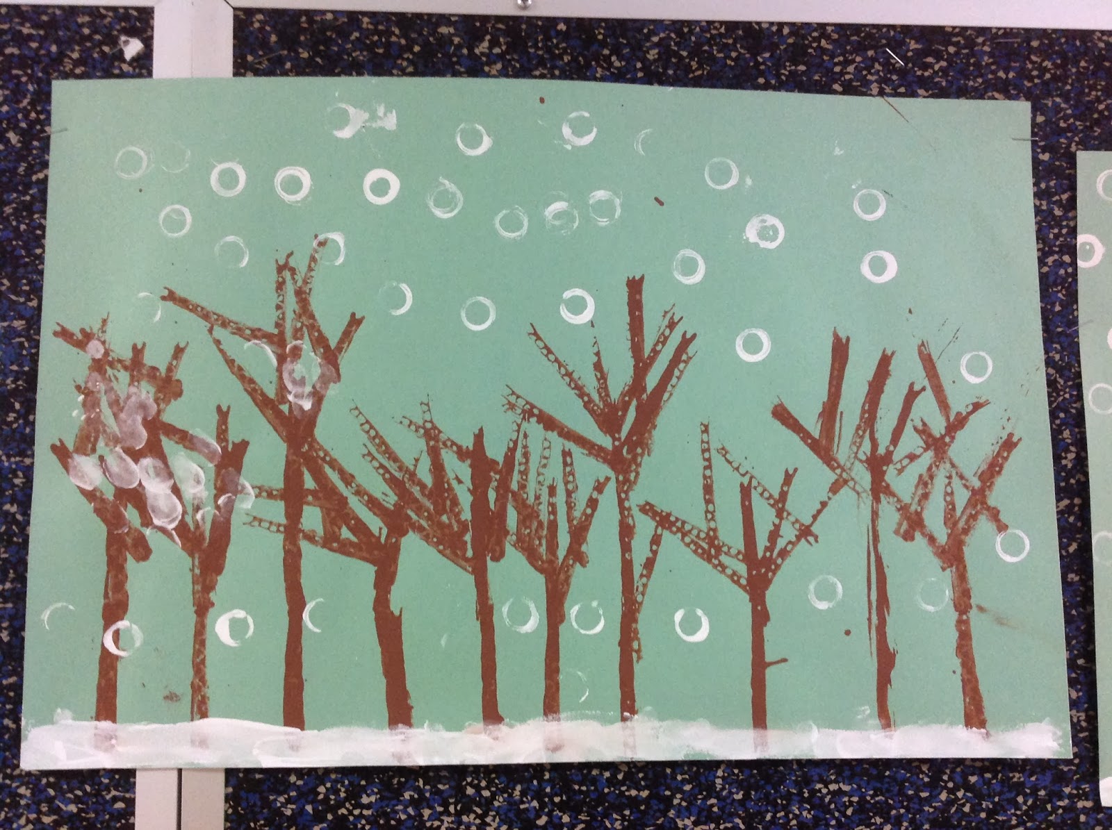 The Artsy Fartsy Art Room: K & 1 Printed Snowy Trees
