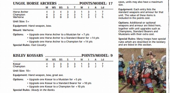 Warhammer Fantasy Battles 6th Edition Characters/Special Rules: Kislev Army