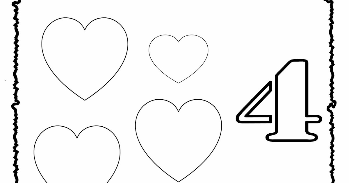 Piešiniai ir darbeliai: Spalvinimo paveikslėlis- keturios širdelės