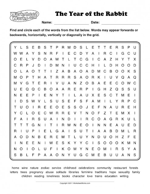 The Year of the Rabbit: Word Search Puzzle