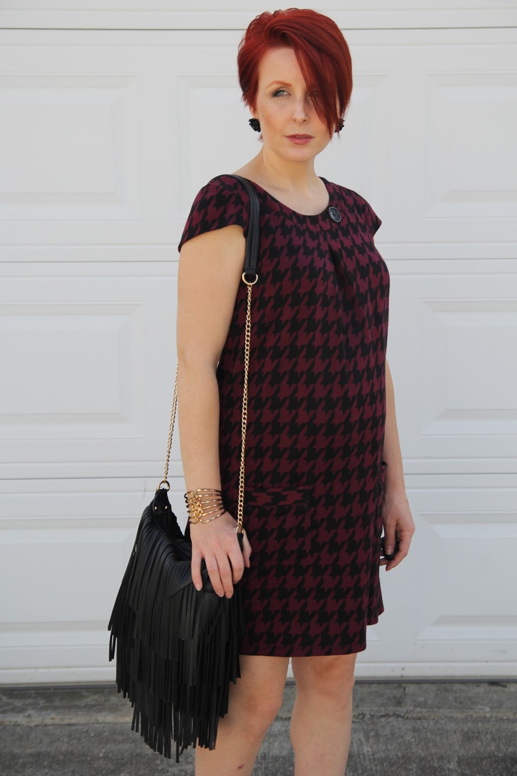 Thrift and Shout: Cute Outfit of the Day: Houndstooth Pattern Mixing