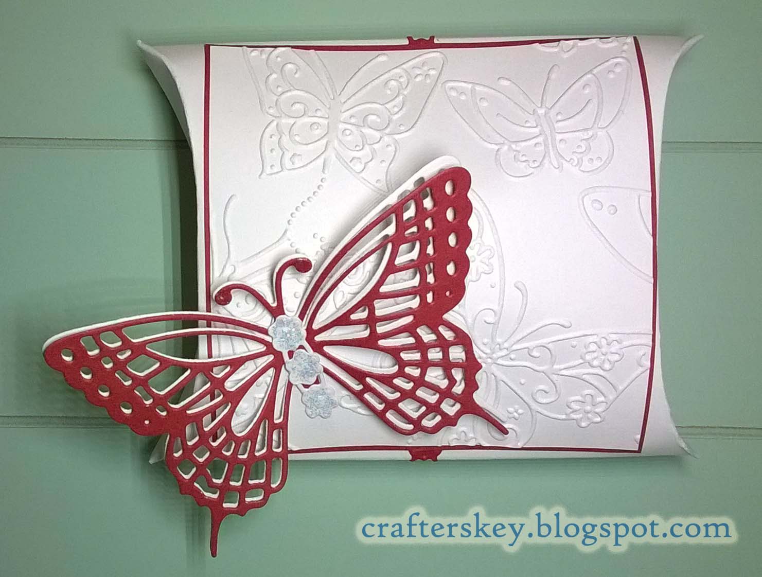 Butterfly Pillow Box. We R Memory Keepers Pillow Box Punch Board Modified.