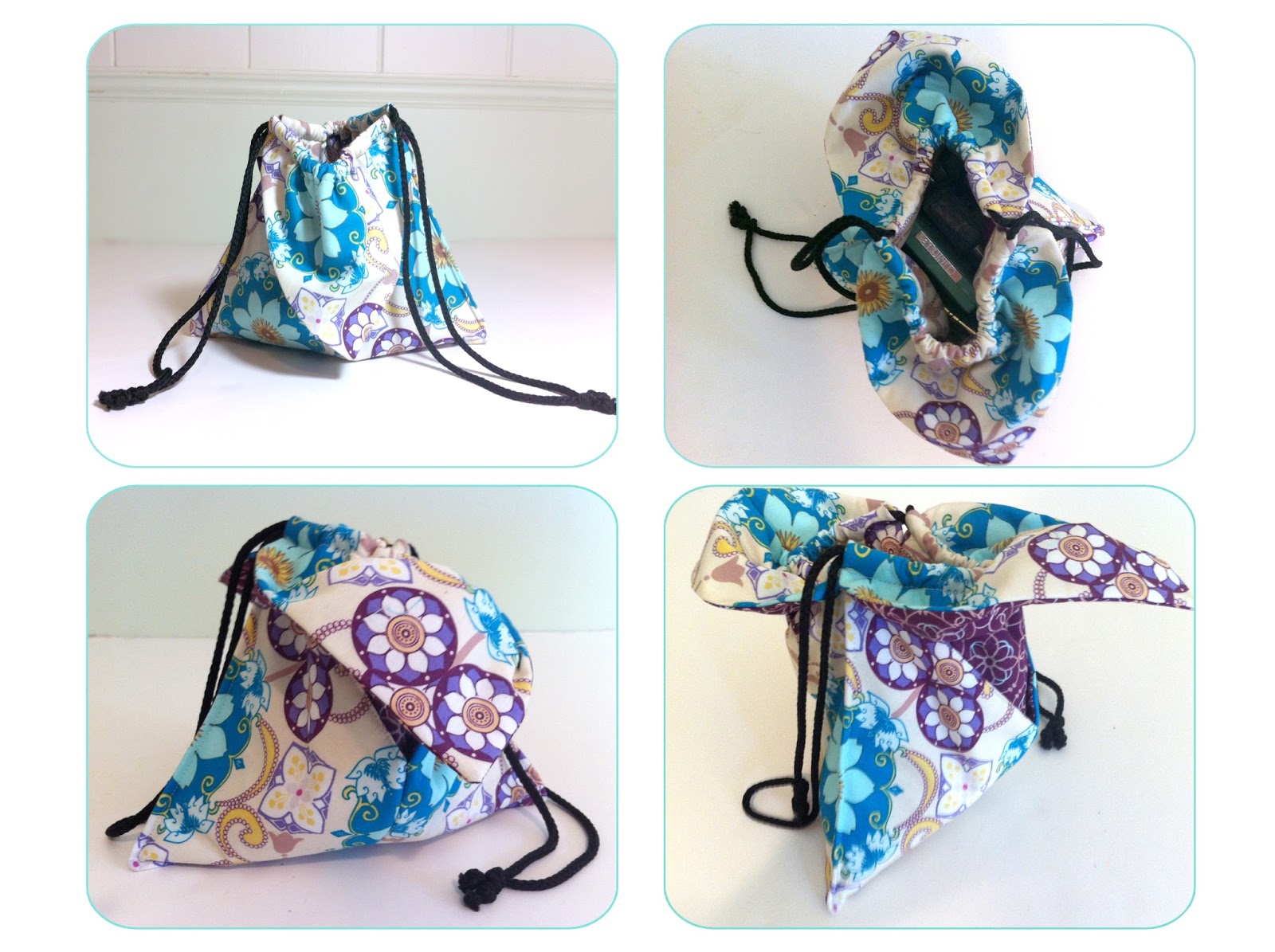 sewing belly buttons boutique: Cute Origami Drawstring Bag