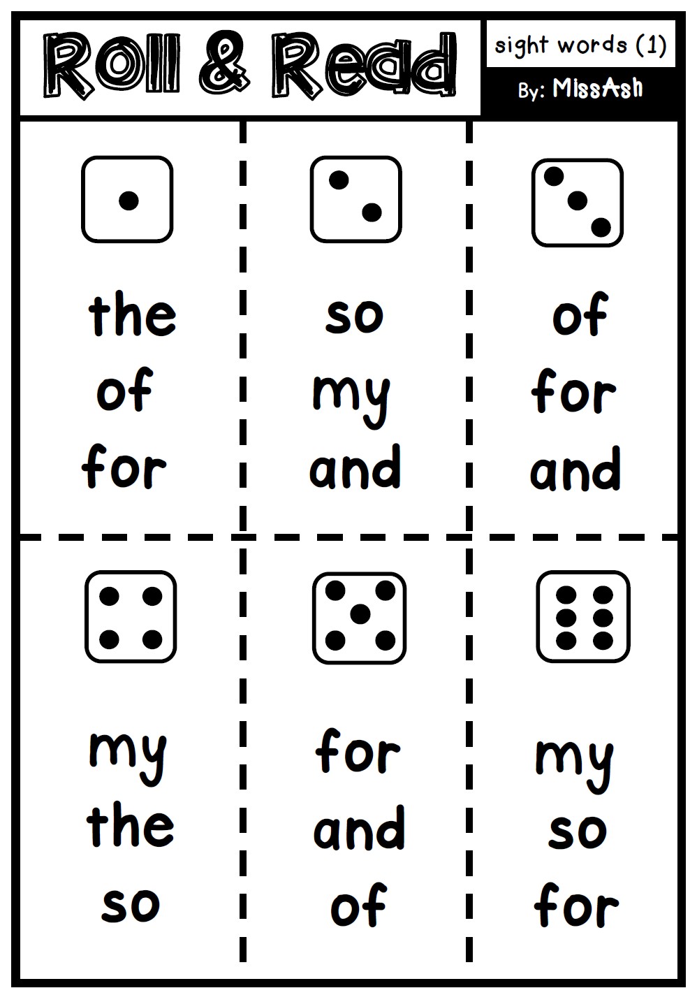 ASH THE TEACHER: ROLL, READ & WRITE SIGHT WORDS EDITION