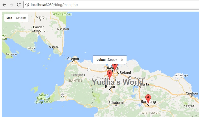 [PHP+MySQL] Membuat Peta Lokasi dengan Google Maps API ~ Yudha's World