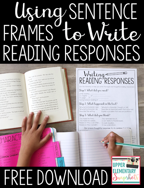 Using Sentence Frames to Write Reading Responses | Upper Elementary ...