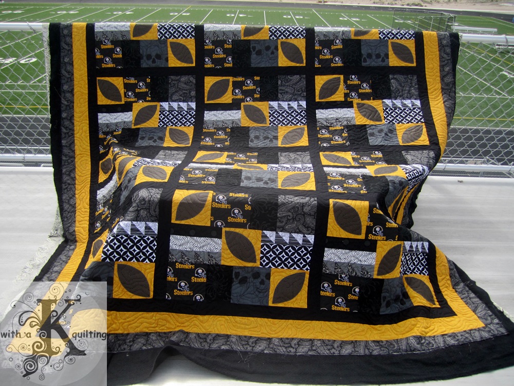 with a K quilting: Steelers Football Quilt