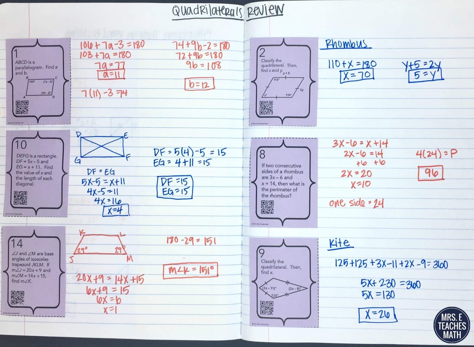 Quadrilaterals INB Pages - Part 2 | Mrs. E Teaches Math