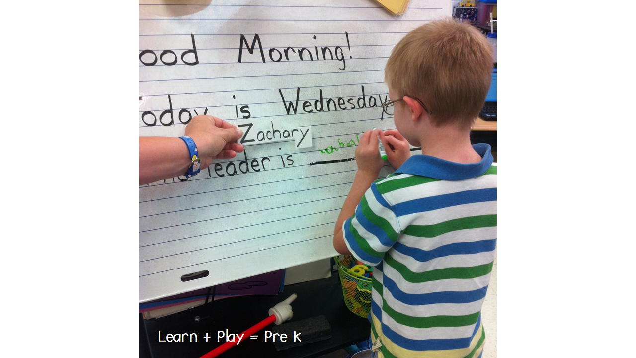 Learn + Play = Pre K: Name recognition and eye color!