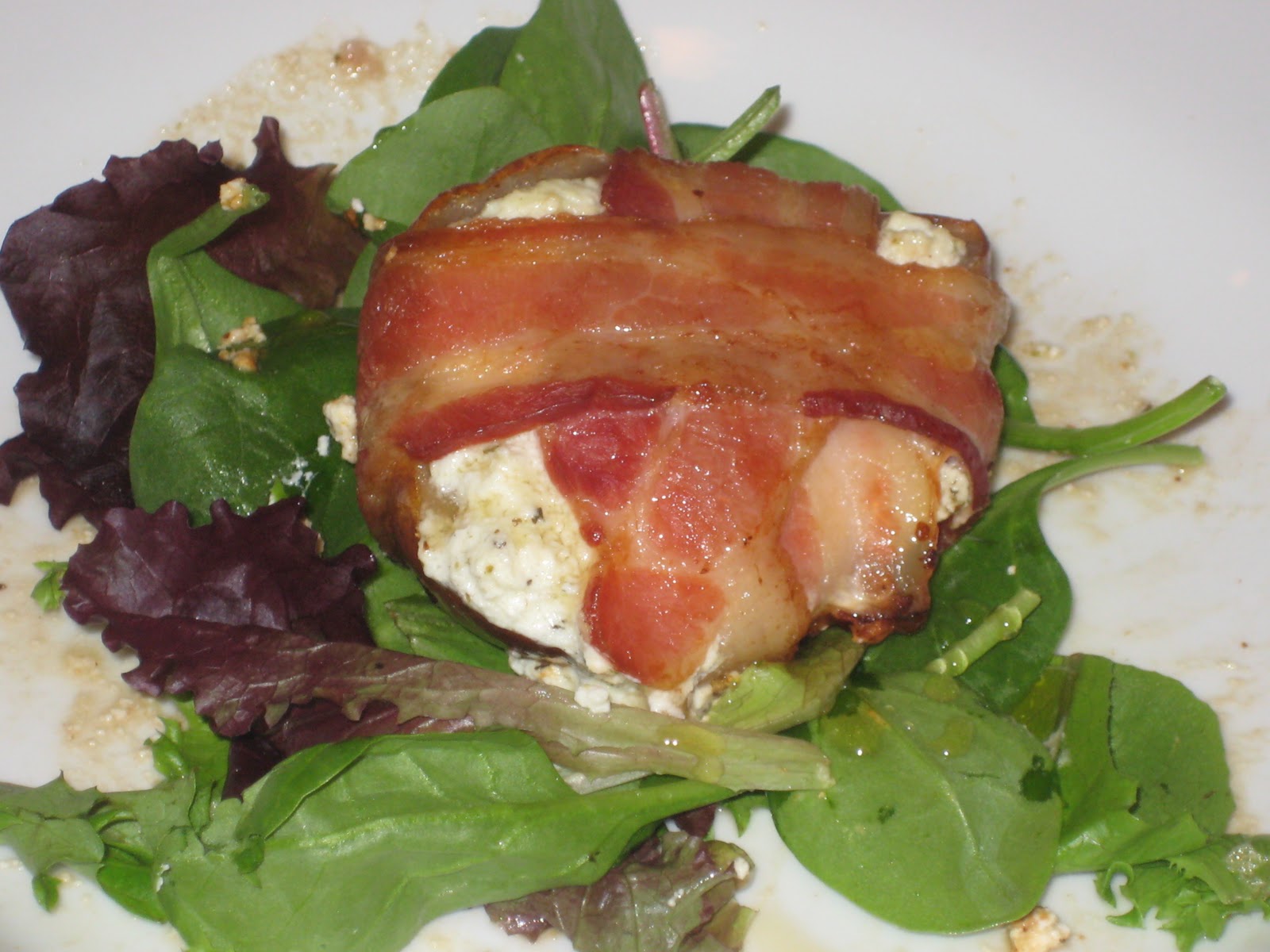 Last Night's Dinner: Bacon Wrapped Goat Cheese Stuffed Baked Pears