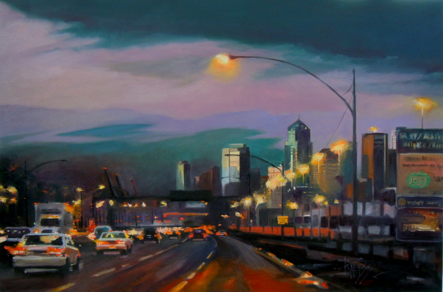 in plein air: "Approaching Seneca Street" Seattle city scenes, urban ...