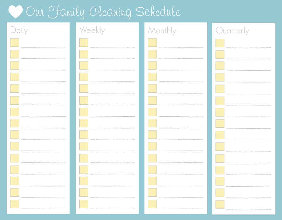 Free download Cleaning Chart Template programs - neonsoftware