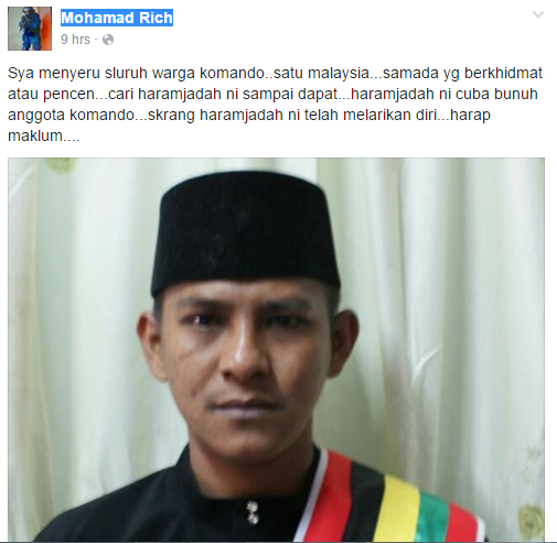 Sya Mohamad Rich menyeru sluruh warga komando..satu malaysia...samada ...