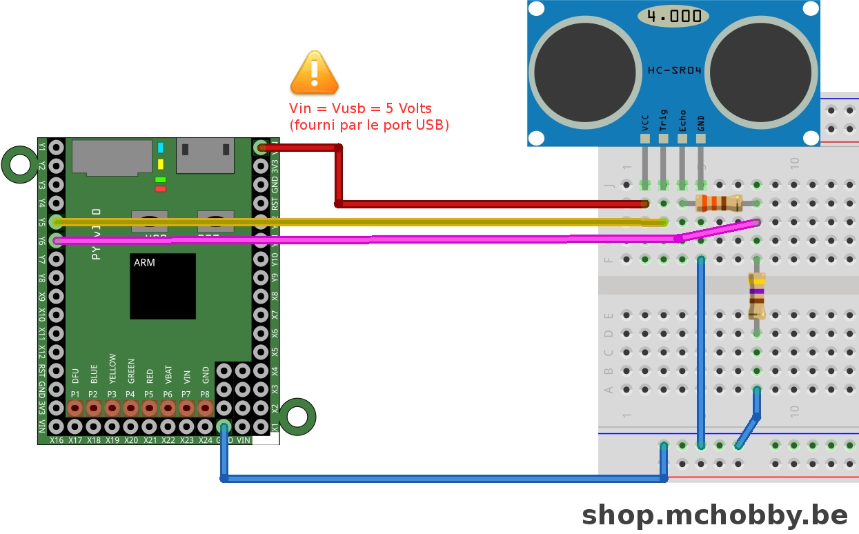 Mesure de distance avec un HC-SR04 et MicroPython Pyboard - MCHobby ...