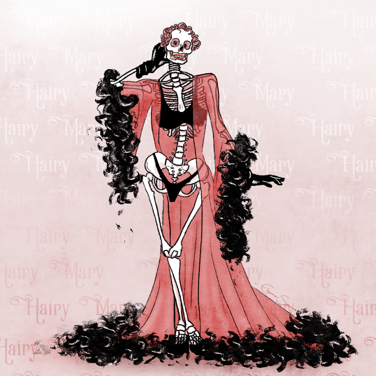 Skeleton Pin Up Girl Drawing