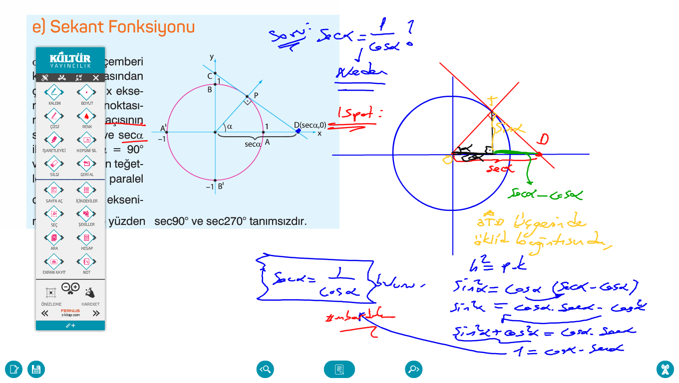 Trigonometri- Sekant Fonksiyonu Neden, 1/kosinüs 'e eşittir ? (ÖDEV SORU)