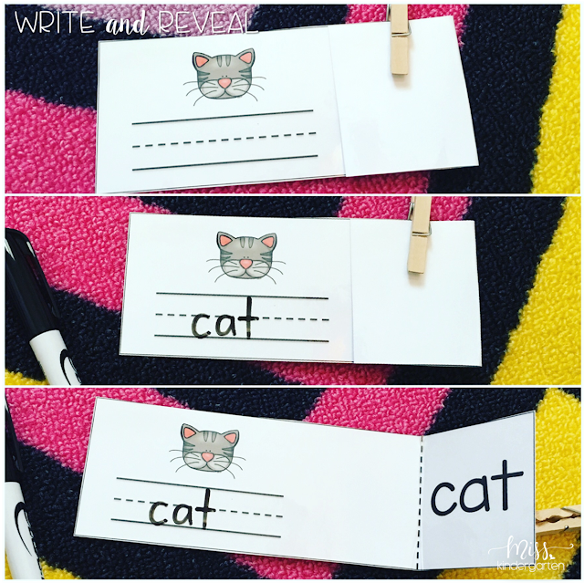 Writing CVC Words with Write and Reveal Cards - Miss Kindergarten