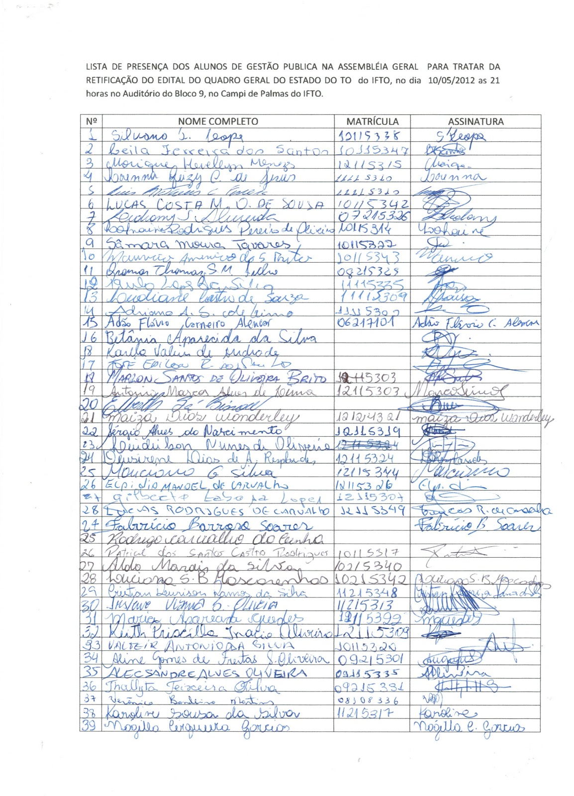 Gestão Pública é Coisa Séria!: Ata da Assembléia Geral e Lista de Presença