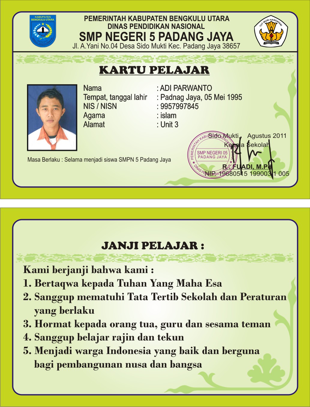 Contoh Kartu Pelajar Yang Bisa Di Edit Photoshop Chai